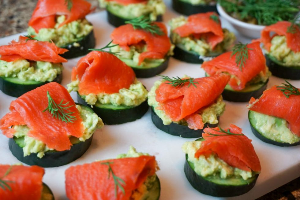 Smoked Salmon Bites with Avocado and Cucumbers - Dulcet Scintilla